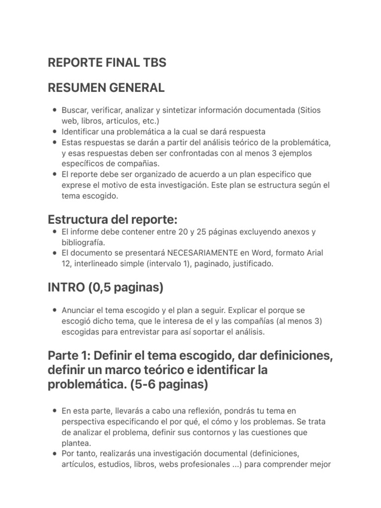 Reporte Final TBS | PDF | Business