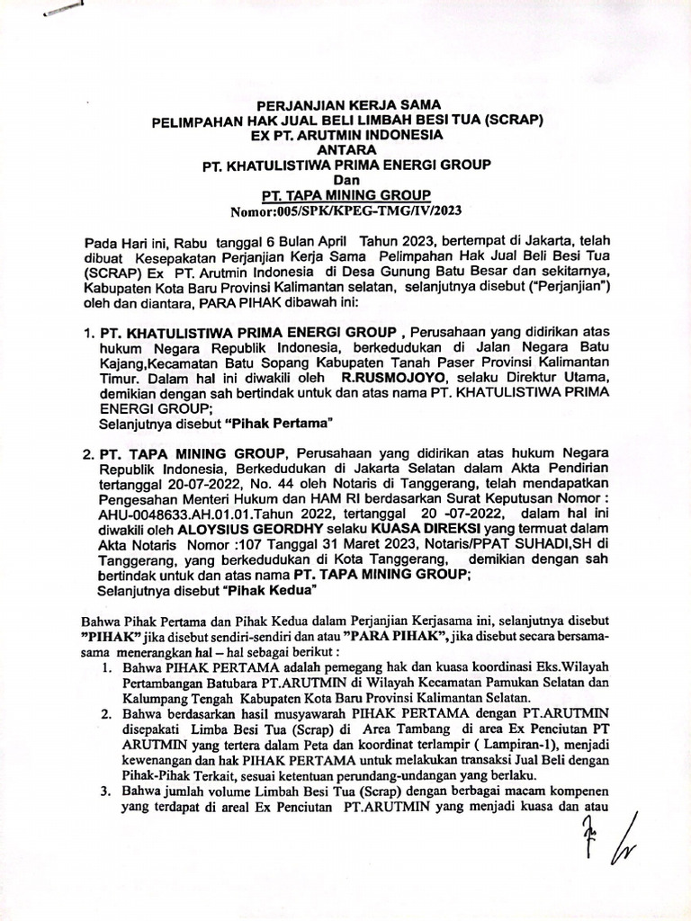 Perjanjian Scarp KPEM Dan TAPA | PDF