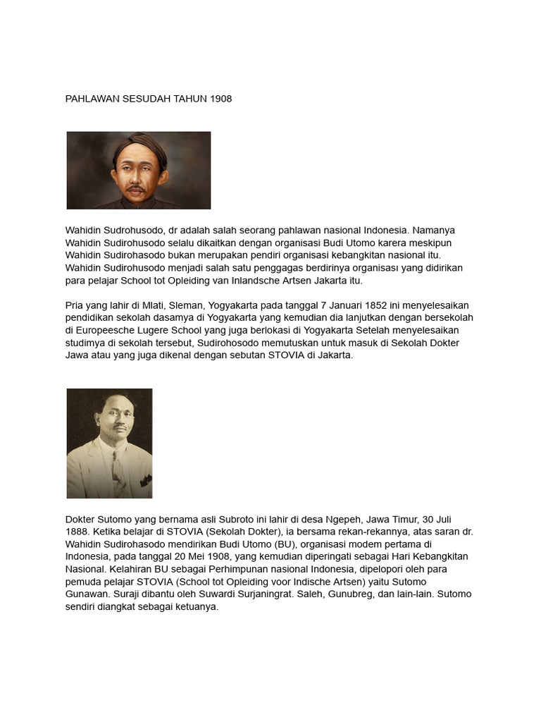 Pahlawan Sesudah Tahun 1908 | PDF