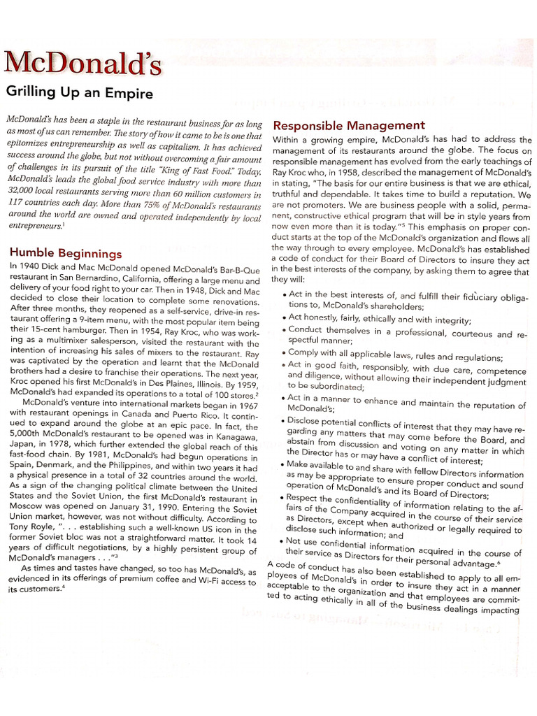 Case Study 1 McDonalds | PDF
