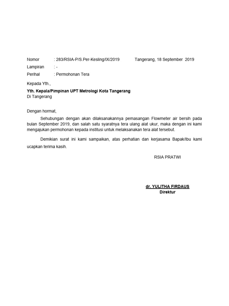 Surat Permohonan Tera | PDF