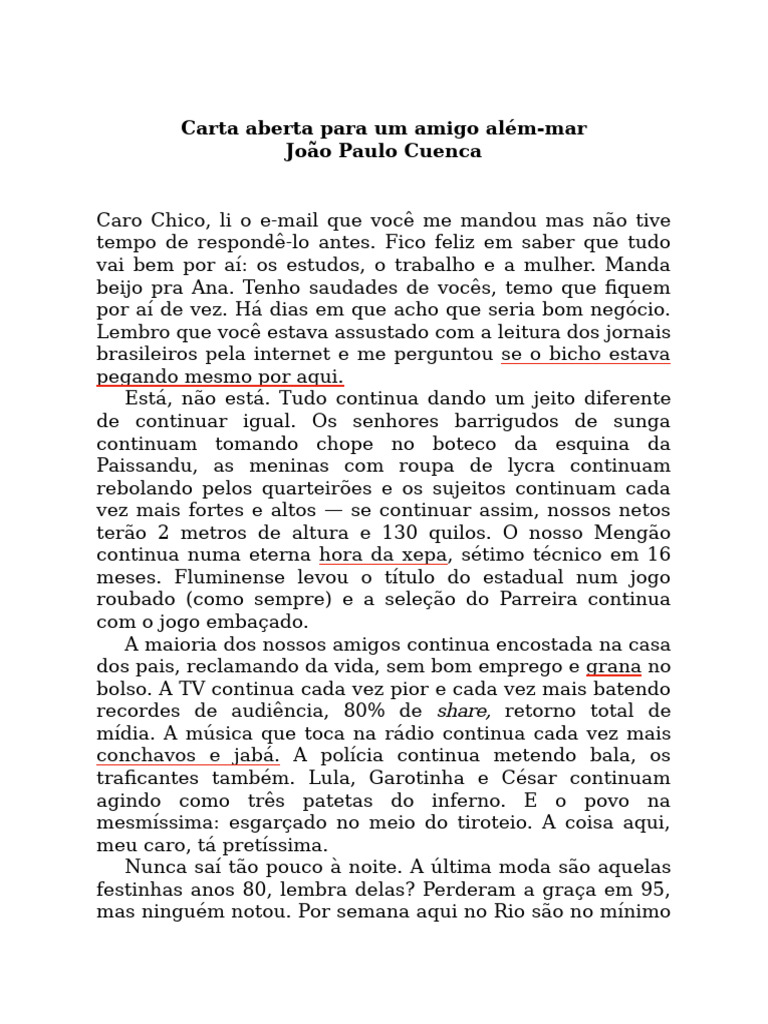 Carta Aberta para Um Amigo Além-Mar | PDF