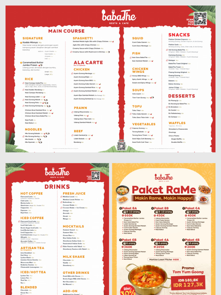 BABATHE E-Menu 2024 (Februari) | Download Free PDF | Foods | Cuisine