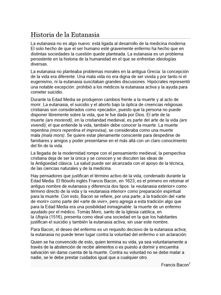 Historia de La Eutanasia | PDF | Edades medias