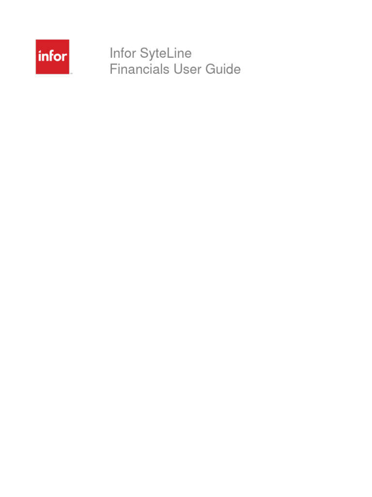 Infor SyteLine Financials User Guide 33040 | PDF