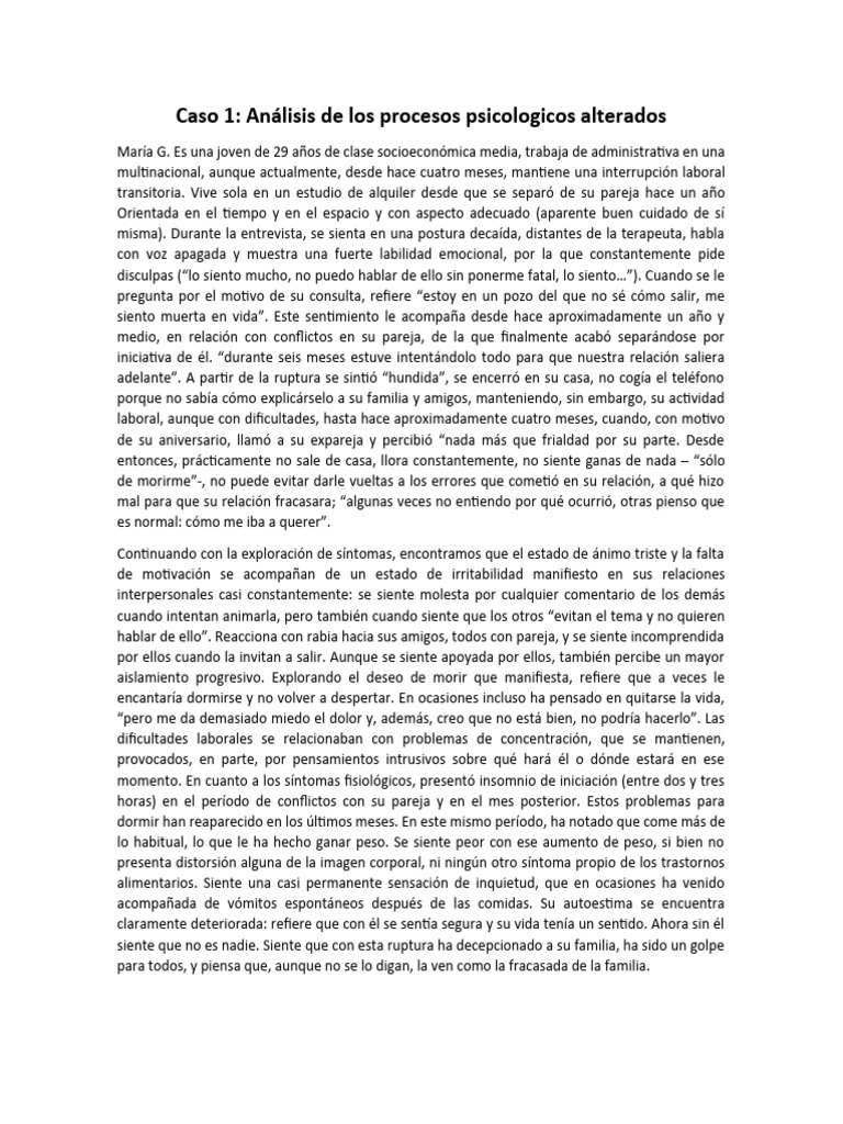 Caso Procesos Psicológicos Alterados | PDF