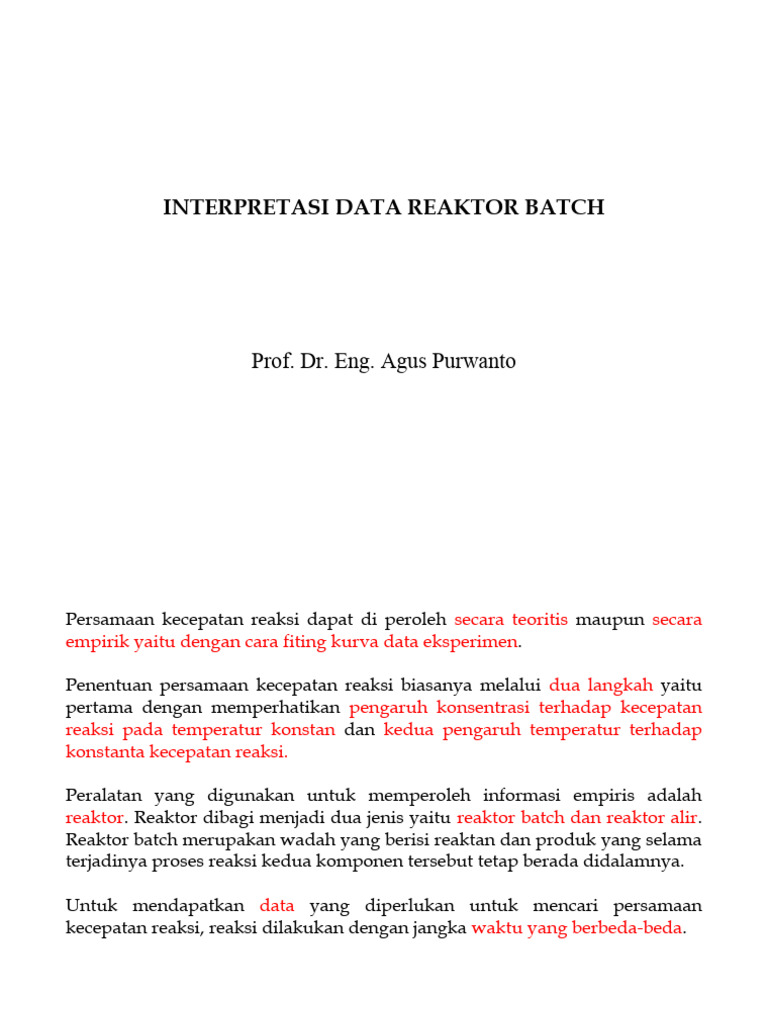 Interpretasi Data Reaktor Batch | PDF