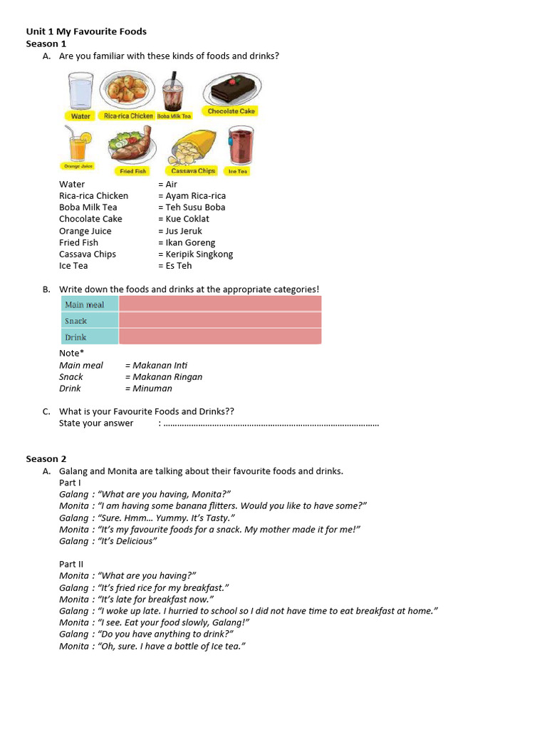 LK - My Favourite Foods | PDF