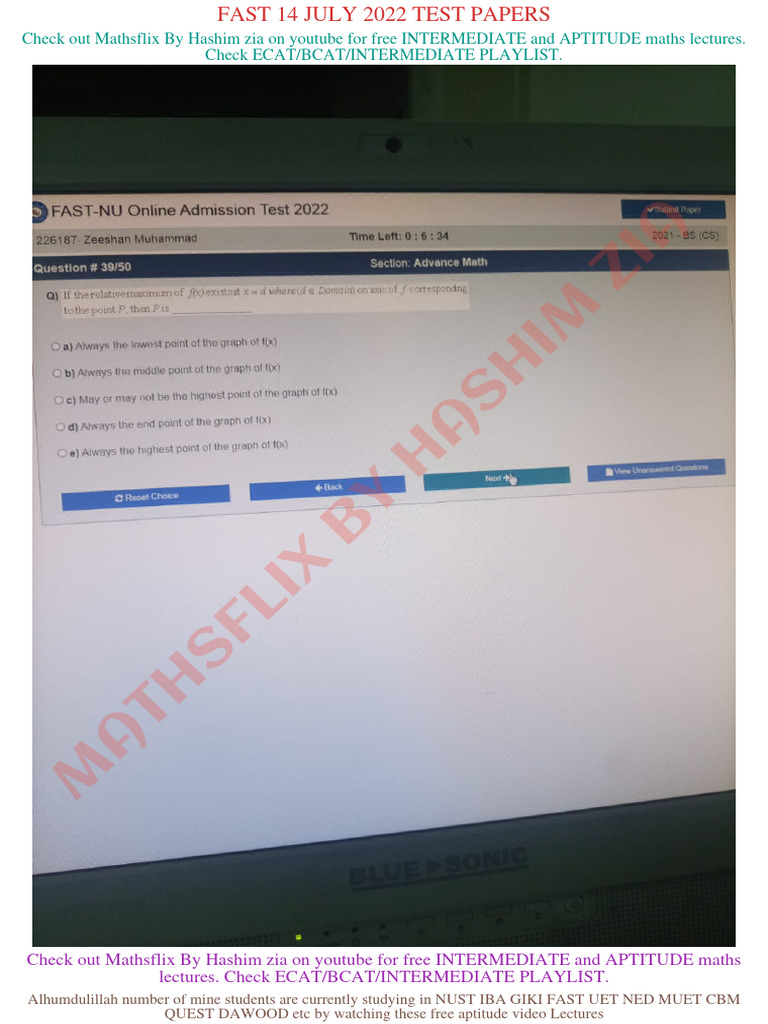 Fast 14 July 2022 Test Papers | PDF | You Tube