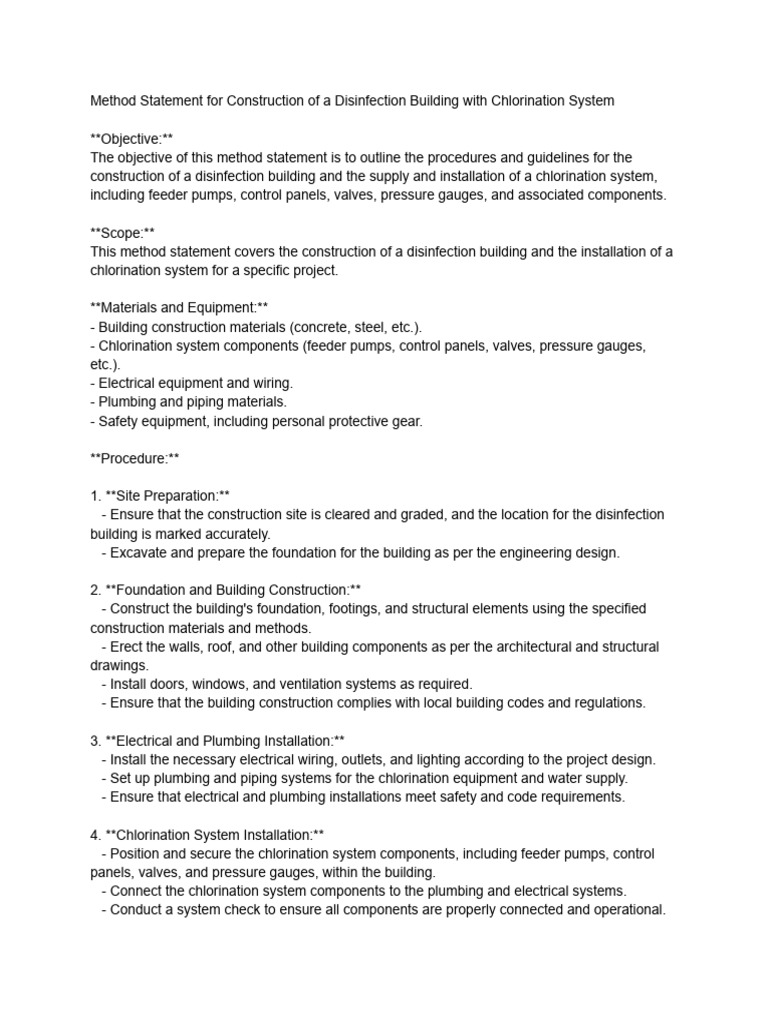 Method statement for Building | PDF | Plumbing | Calibration