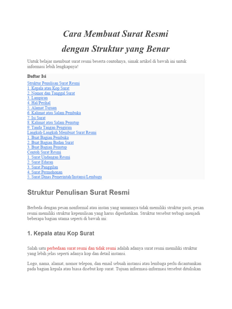 Cara Membuat Surat Resmi | PDF