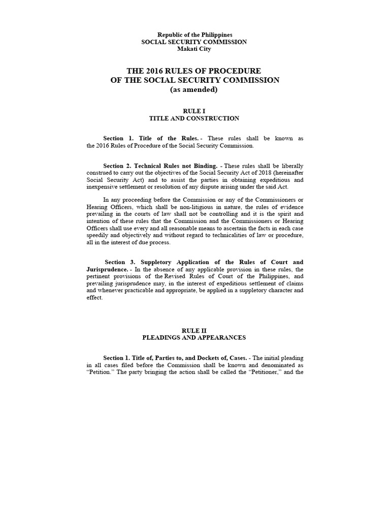 SSS 2016-Rules-and-Procedure | PDF | Default Judgment | Judgment (Law)