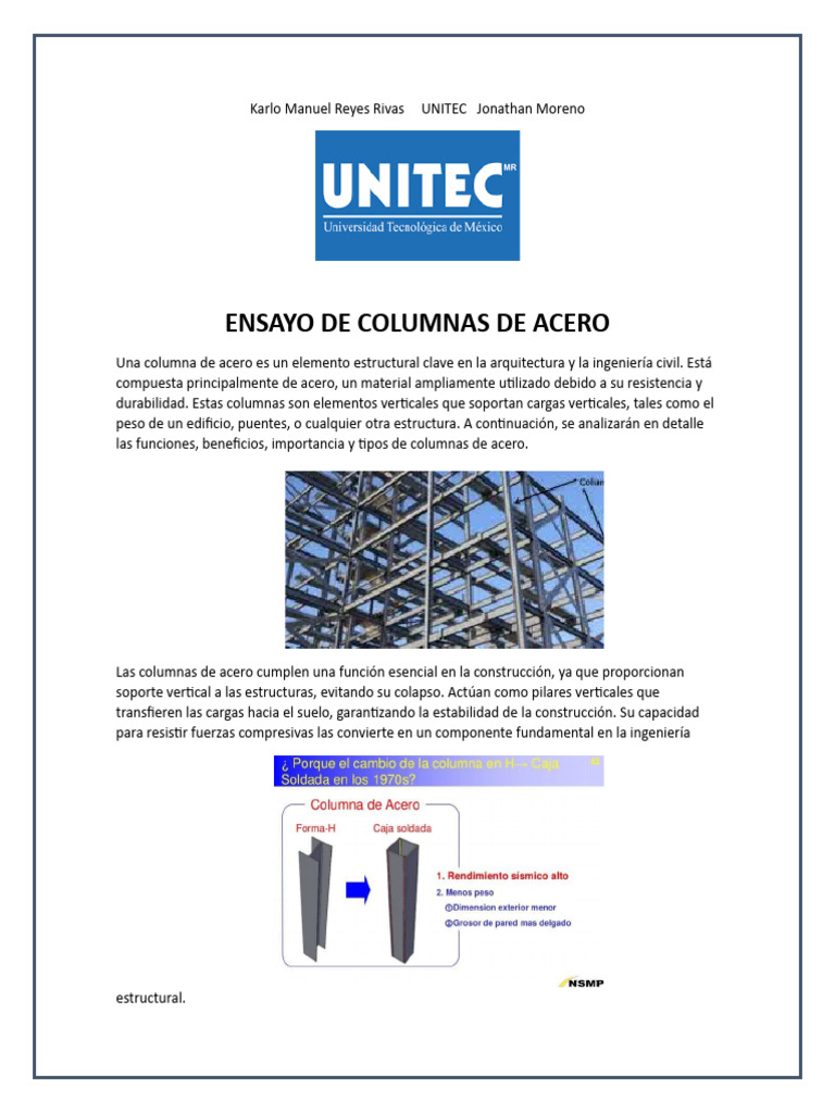 Importancia de Columnas de Acero | PDF | Acero | Columna
