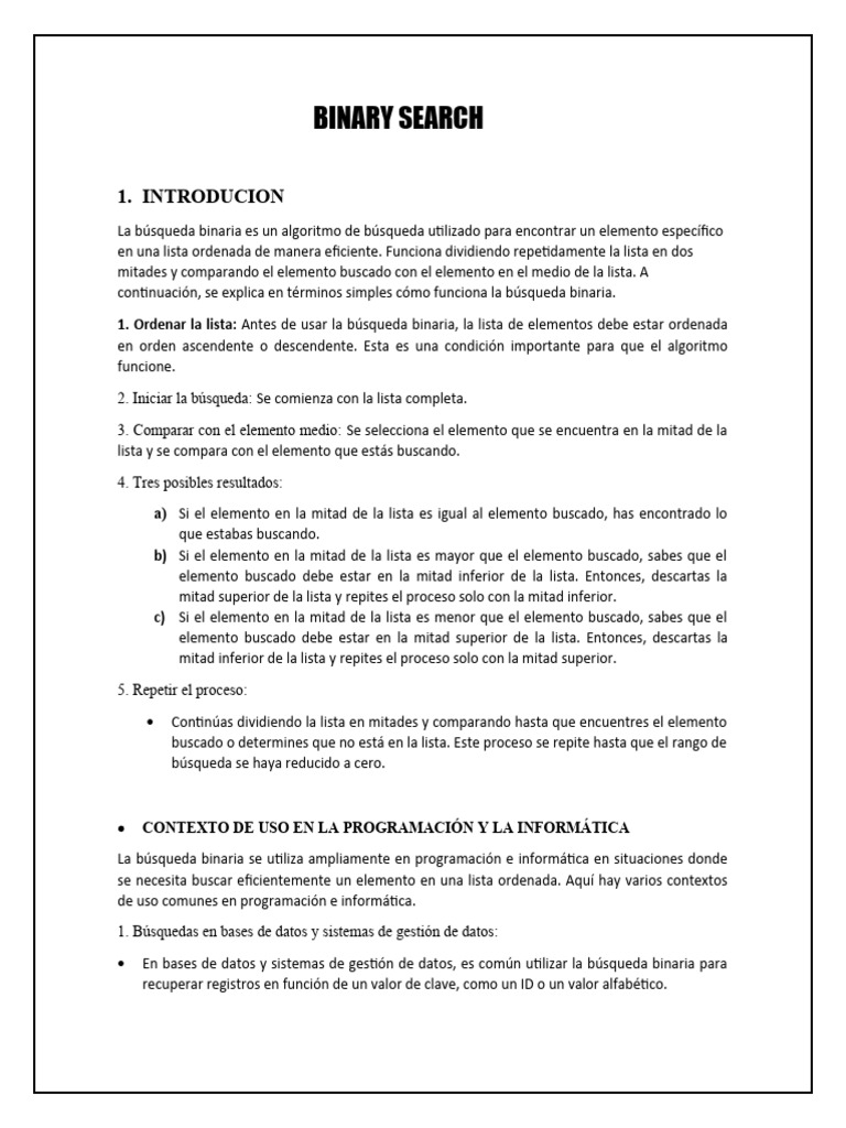Binary Search | PDF | Bases de datos | Algoritmos