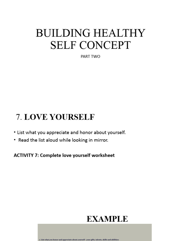 Building Healthy Self Concept Part 2 | PDF