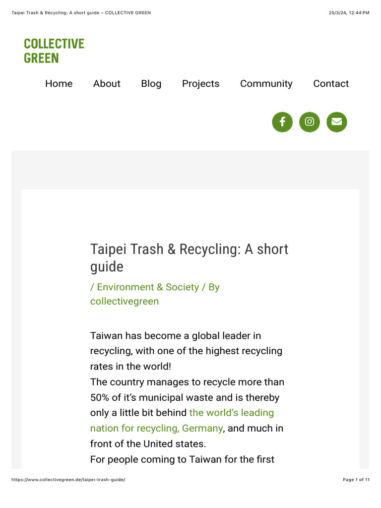 Taipei Trash & Recycling: A Short Guide - COLLECTIVE GREEN | PDF ...