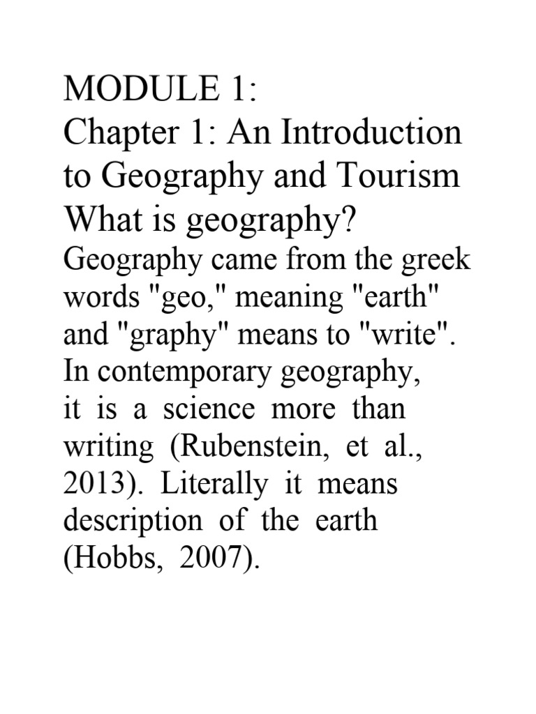 TPC1_MODULE-1 2 | PDF | Geography | Tourism