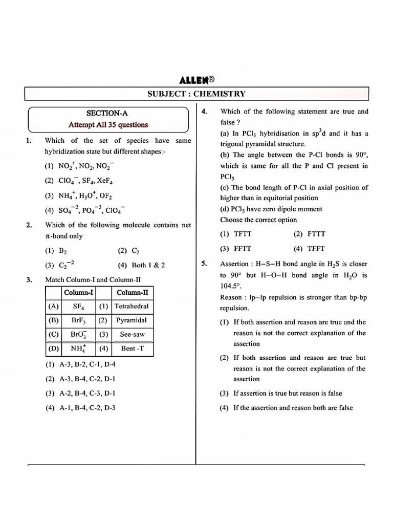 Chemistry Class Test | PDF