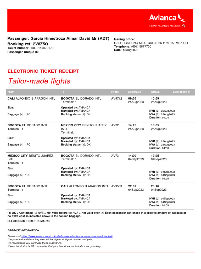 Aimar David Garcia Hinestroza, 25aug 0955 Cali | PDF | Airlines