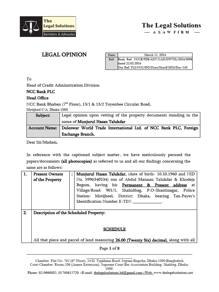Legal Opinion on Property Vetting | PDF | Deed | Mortgage Law