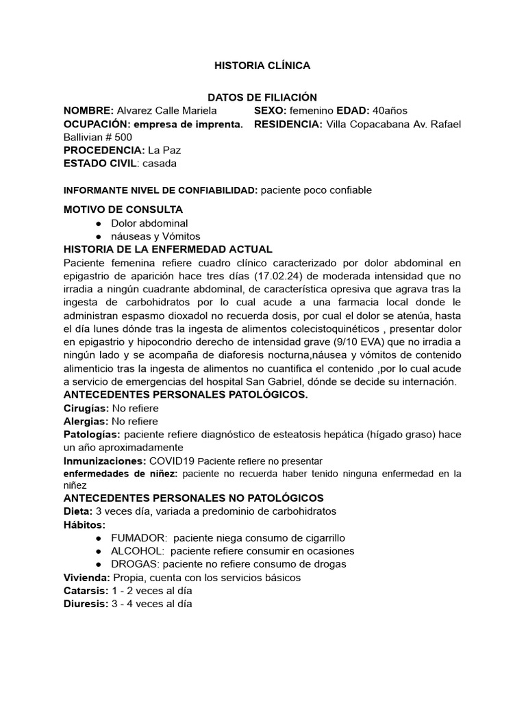 Historia Clínica 2 | PDF | Especialidades Medicas | Medicina CLINICA