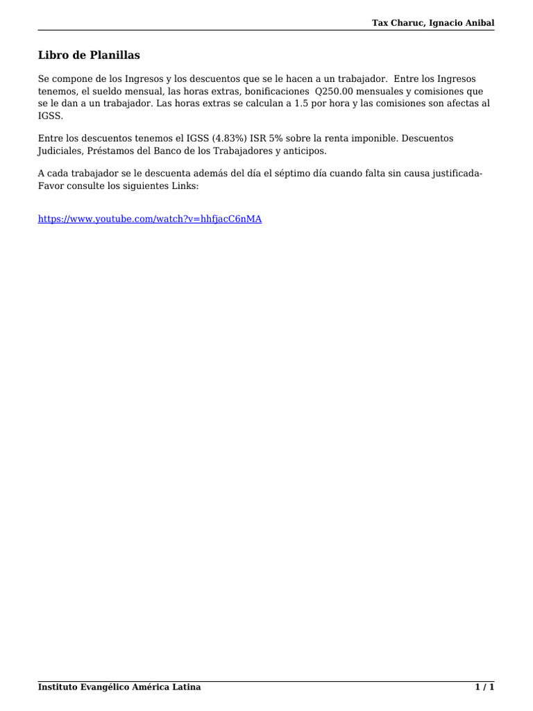 Libro de Planillas | PDF