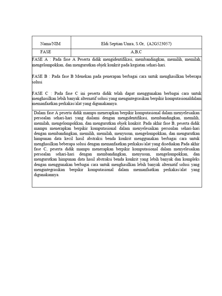 Topik - 2 - CT - Eksplorasi - Konsep - Lembar Kerja Mahasiswa - Eldi Septian Umra | PDF | Komputer