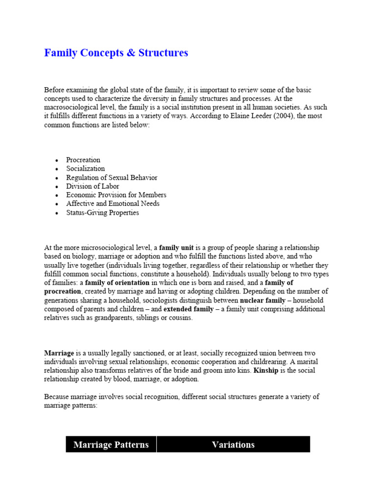 Family Concepts | PDF | Family | Marriage