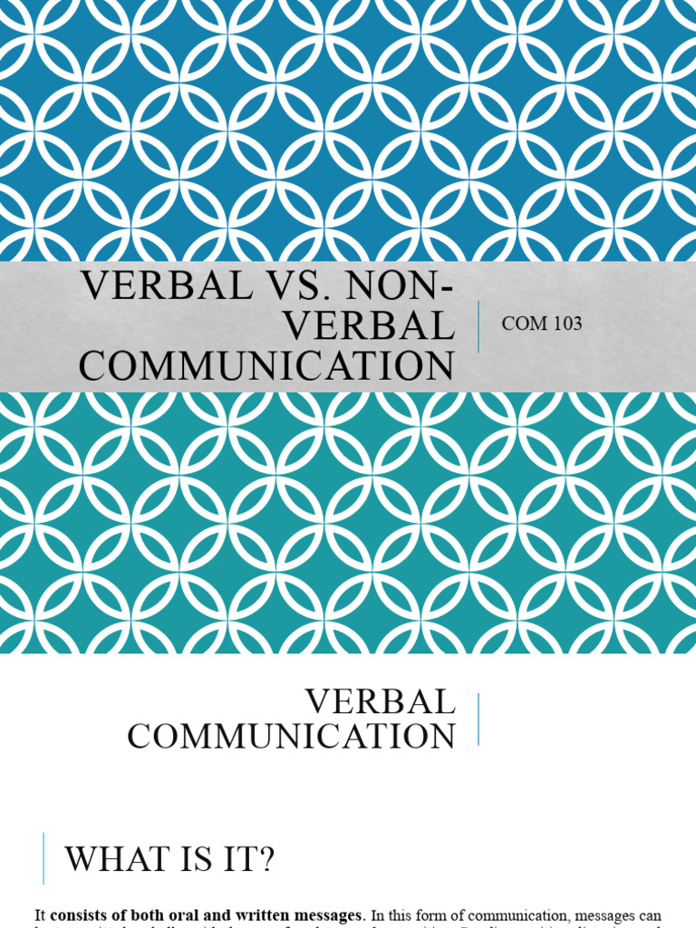 Verbal Vs Non-Verbal Communication | PDF | Communication | Nonverbal ...