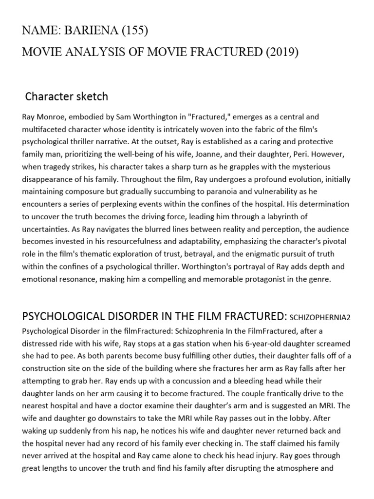 Movie Analysis by Bariena 155 | PDF | Schizophrenia | Mental Disorder