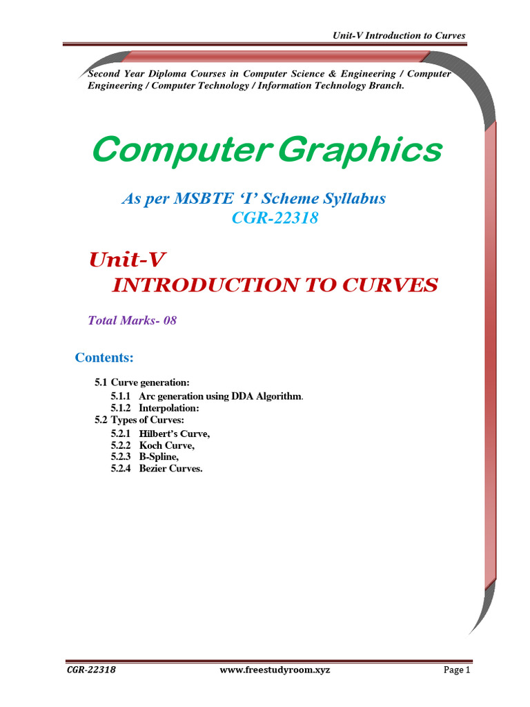 CGR Unit V INTRODUCTION TO CURVES | PDF | Curve | Mathematics