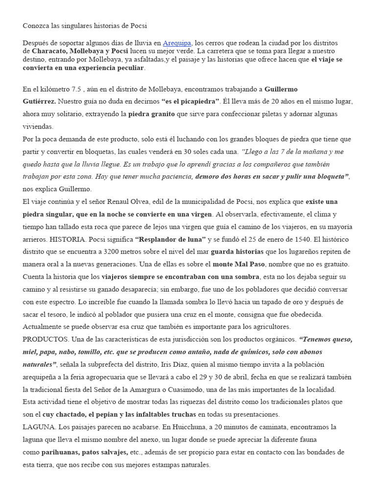 Conozca Las Singulares Historias de Pocsi | PDF | Viajes