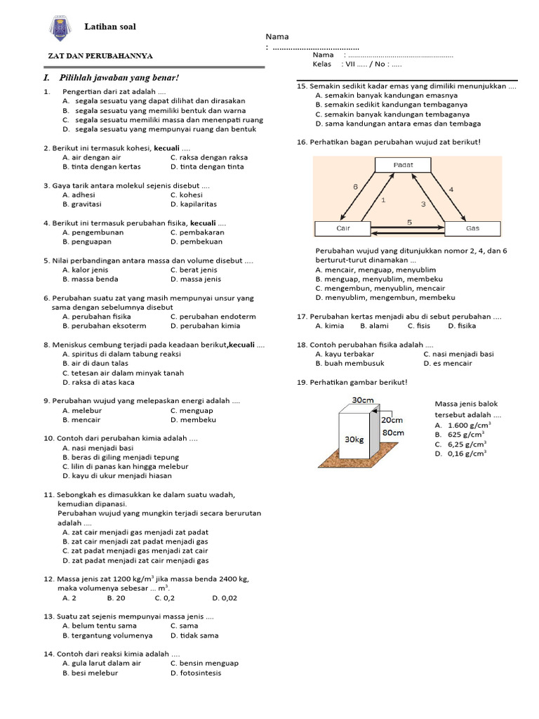 Latihan Soal Zat Dan Perubahannya | PDF