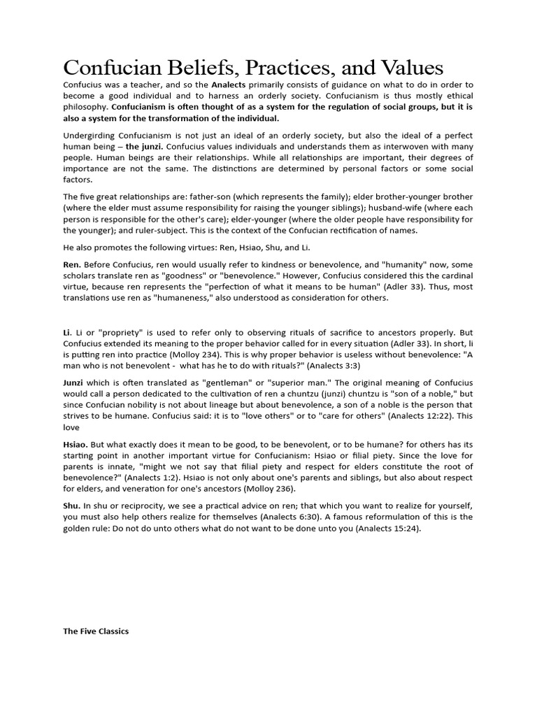 Confucian Beliefs | PDF