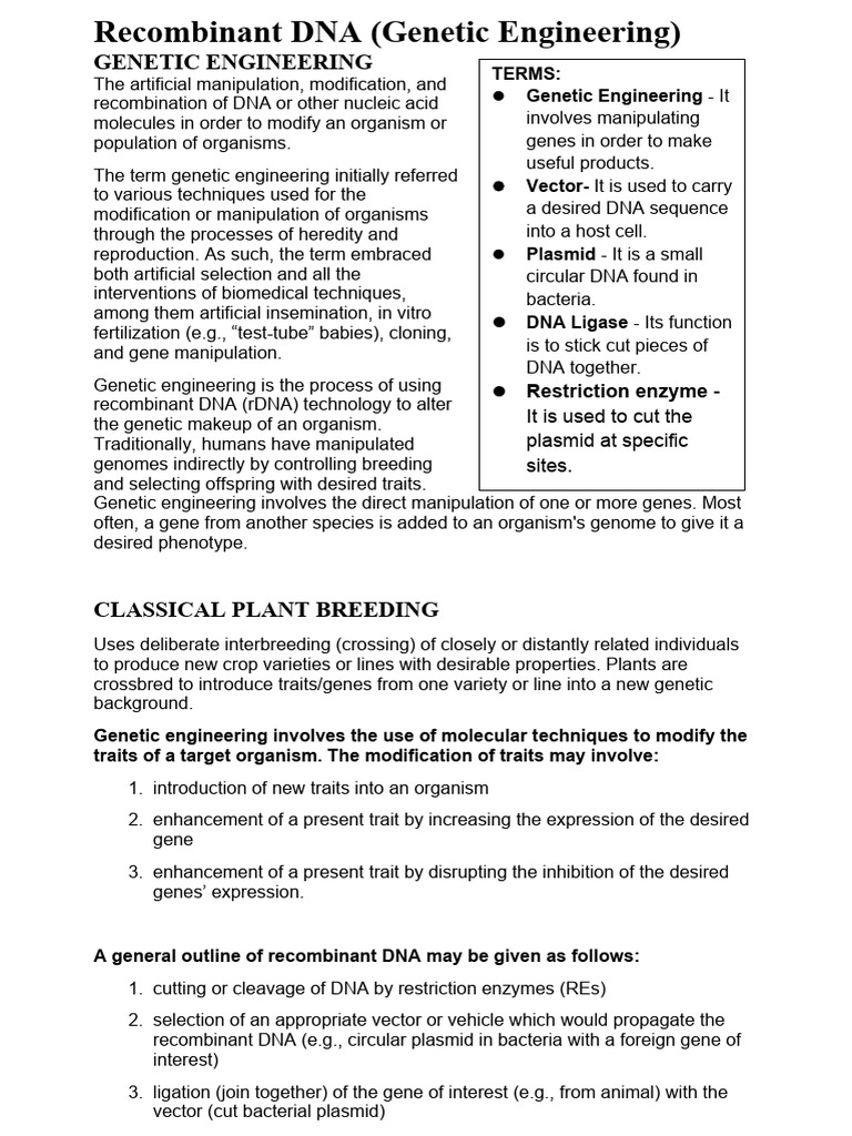 Recombinant DNA | PDF | Plasmid | Genetic Engineering