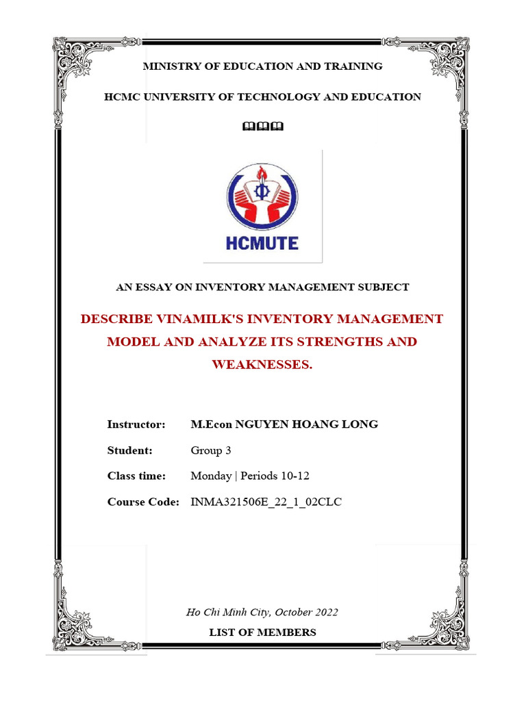 Inventory Management - Assignment 1 - Group 3 - Mon-10.12 | PDF | Inventory | Warehouse