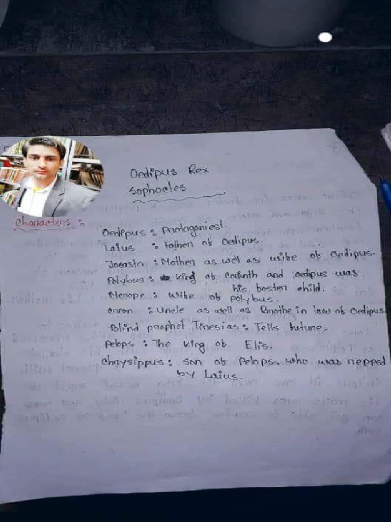 Hand Notes Oedipus Rex by Malik Zeeshan Saggu | PDF