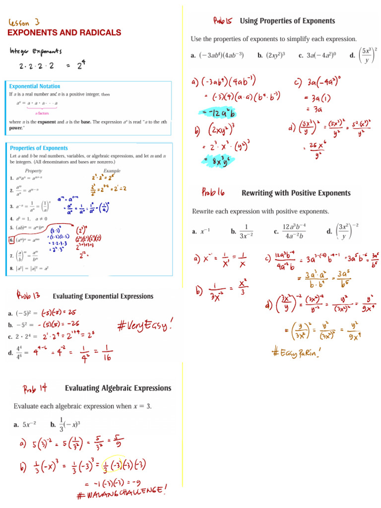 Exponent Rules and Radicals Overview | PDF