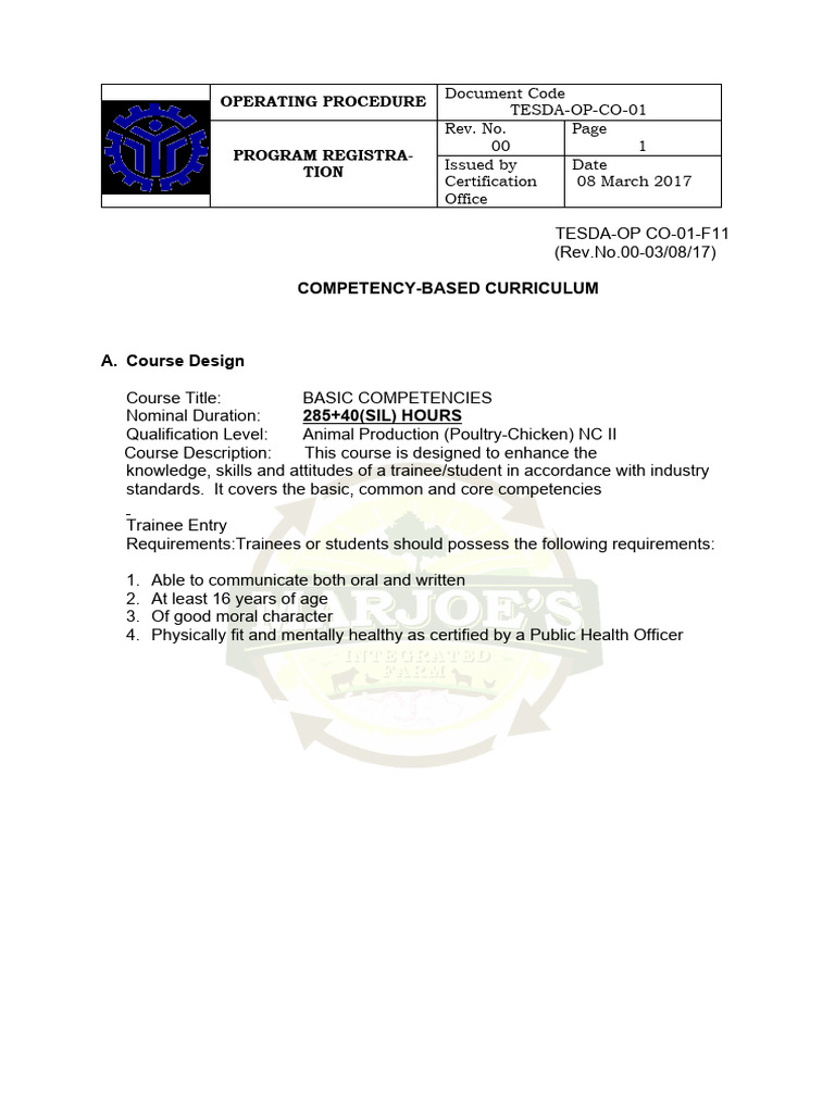 Cbc Animal Production Poultry Chicken Nc Ii Pdf Chicken Methodology