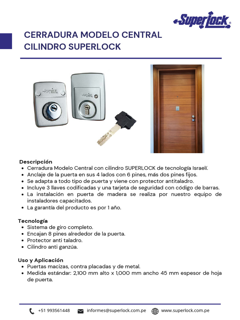 Ficha Tecnica Cerradura Central Cilindro Superlock | PDF