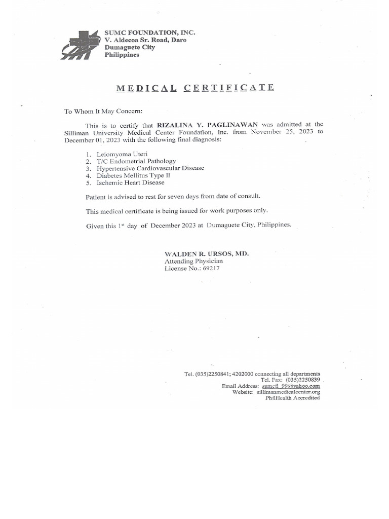 medical certificate | PDF