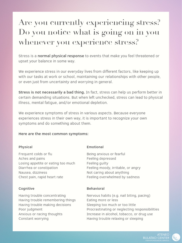 For Stress | PDF | Stress (Biology) | Anxiety