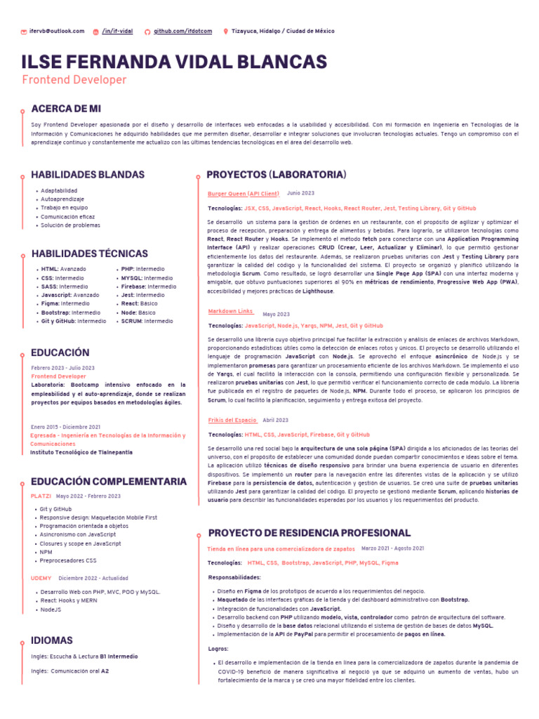 CV Fernanda Vidal 1690150479 | PDF | Script Java | Mi sql