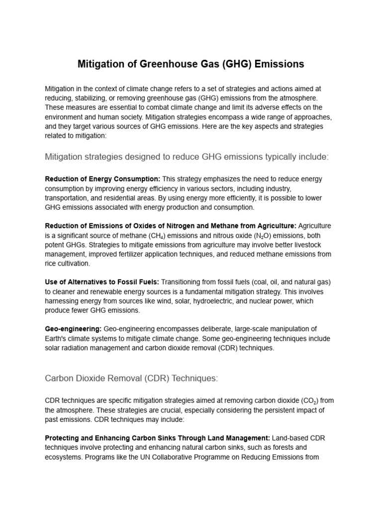 7.3a Mitigation of Greenhouse Gas GHG Emissions | PDF