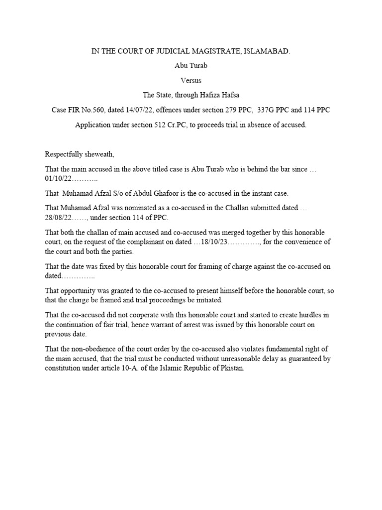 Application Under Section 512 CRPC | PDF | Law