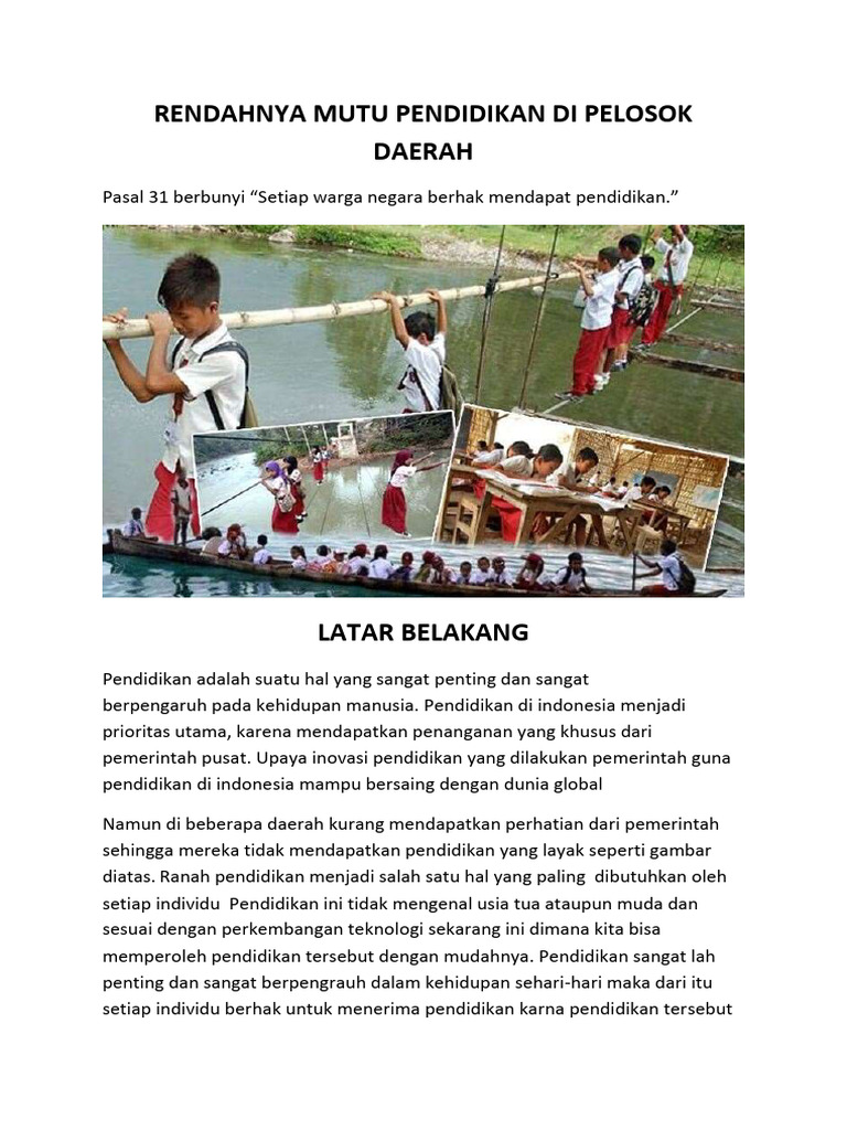 rendahnya mutu pendidikan di indonesia | PDF