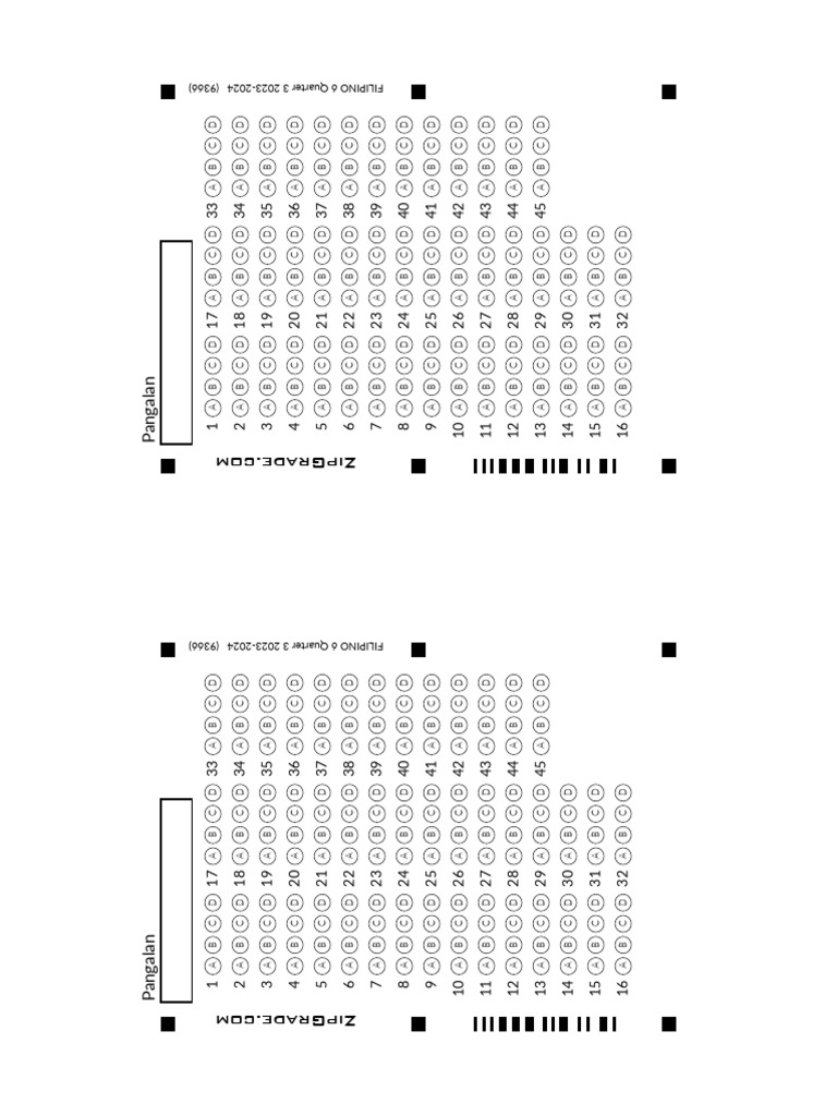 Filipino 6 Exam Answer Sheet | PDF