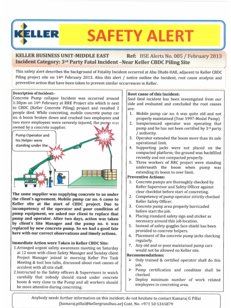 HSE Alert 005, Concrete Pump Collapse Near CBDC Project | PDF