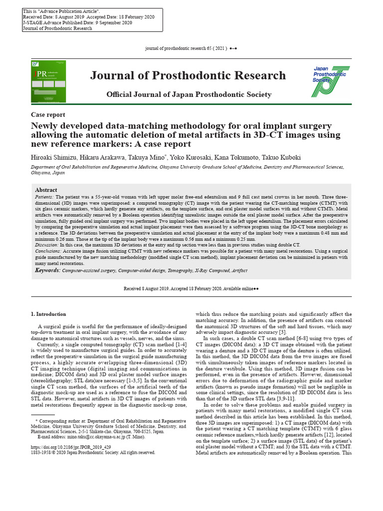 Matching Stl N Cbct Pdf Ct Scan Dental Implant