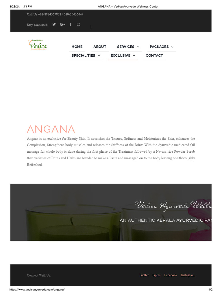 ANGANA - Vedica Ayurveda Wellness Center | PDF